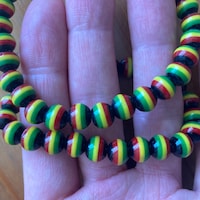 Pack of 50 Black Round Rasta Beads. Ghana Jamaica Reggae Stripes. 5 ...