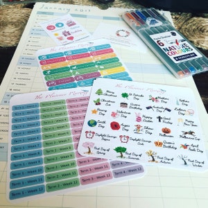 Australian School Term Stickers Pastel or Black White Planner Organiser ...