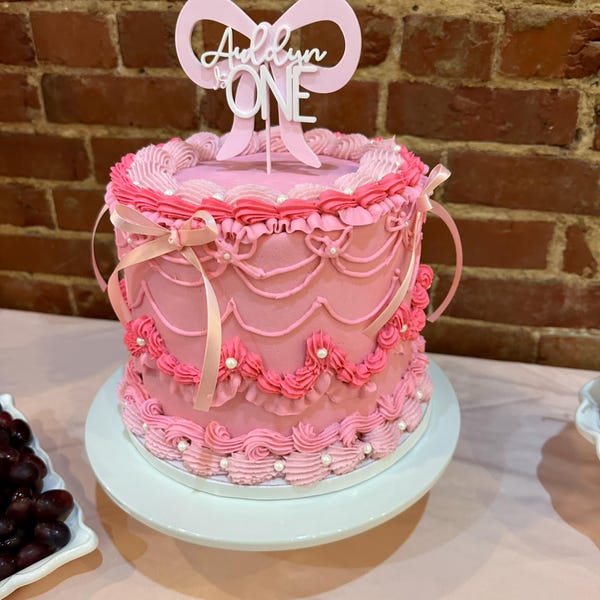 Bow Cake Topper | Pink Bow Coquette Cake Topper • ONE TWO THREE Cake ...