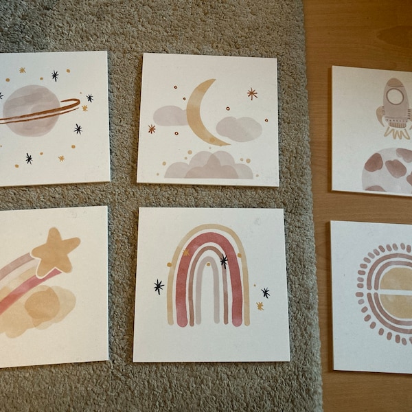 Neutral Nursery Print Set, Space Prints,gender Neutral Baby Art ...