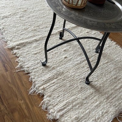Large Handwoven Cream Rug 180x250 Cm, Area Rug, Cream Solid Rug Carpet ...