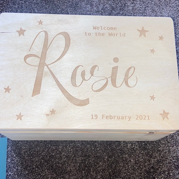 Personalised New Baby Memory Box | Toddler Keepsake Box | Laser ...