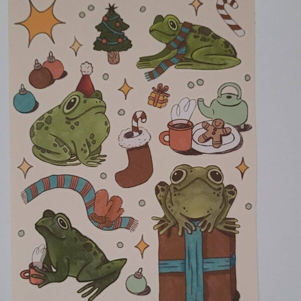 Frogmas Card | Recycled Paper Postcard | Frog Themed Christmas Card - Etsy