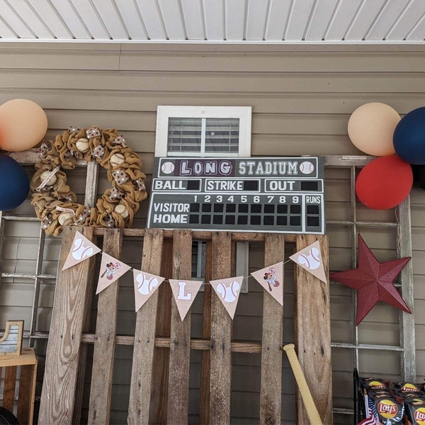 16”x32” | Medium Baseball Real Wood Hand Painted Personalized Baseball ...