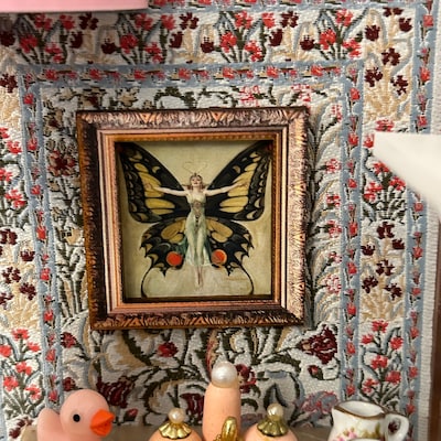 Miniature Modern Dollhouse Room Box Wall Art Framed Tiny Gold Animal ...