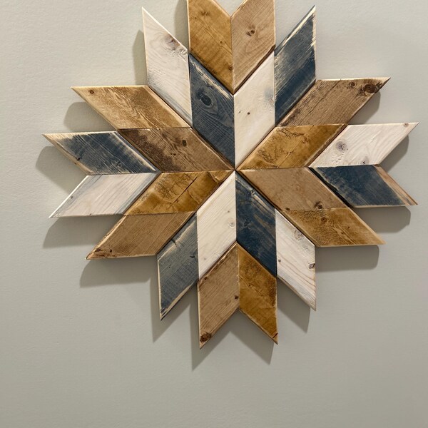 Wooden Barn Star Pattern, Wood Quilt Star, Mosaic Wood Wall Art ...