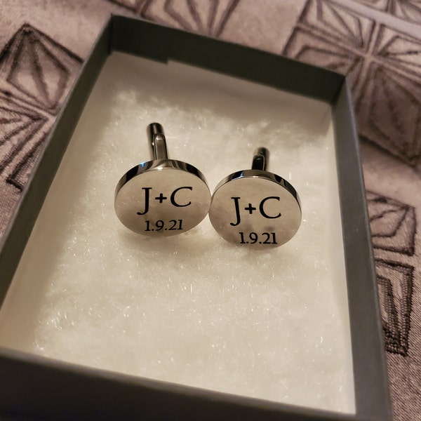 Anniversary Gift Cufflinks, Custom Initial and Date Cufflinks ...