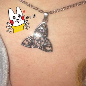 Sterling Silver Celtic Triquetra Celestial Pentagram Pendant, Trinity ...