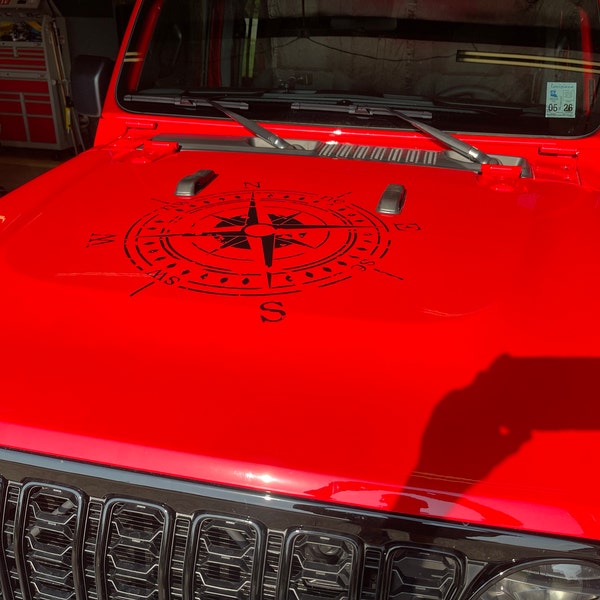 Vinyl Distressed Style Compass Hood Decal Window Decal Fits Jeep ...