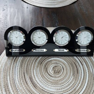 Time Zone Clock. 4 Customizable Zones. Optional Zone Labels. Personal ...