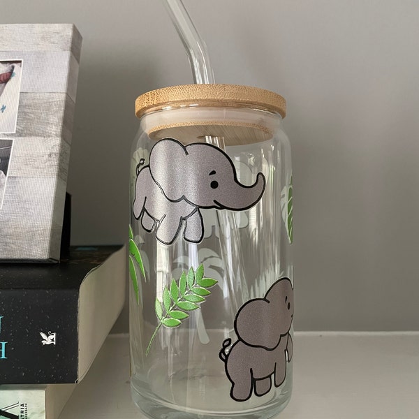 Western Cactus and Daisy Glass Cup, Iced Coffee Cup, Coffee Cup, Cold ...
