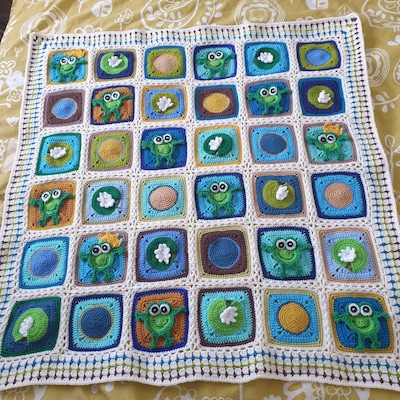 Crochet Blanket PATTERN Frog Frenzy Crochet Pattern for Baby Throw ...