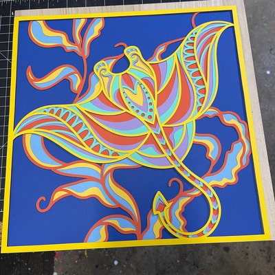 Stingray 3D Mandala Svg, Sea Animals Multilayer Panel for Laser Cutting ...
