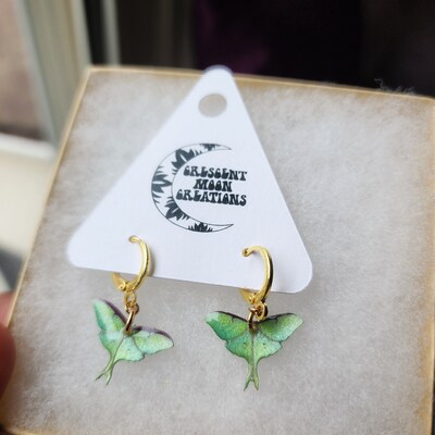 Metallic Butterfly Gold Statement Earrings Handmade Polymer Clay Boho Celestial Metallic Gifts ...