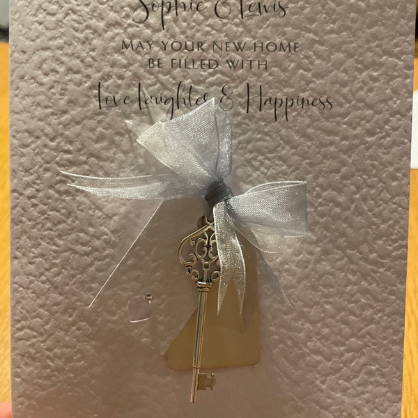 Personalised New Home Card, With Key, Wooden Tag & Ribbon, A Large Card ...