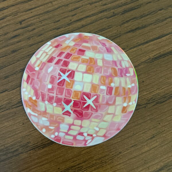 Holographic Pink Disco Ball Sticker | Mirrorball | Taylor Swift ...