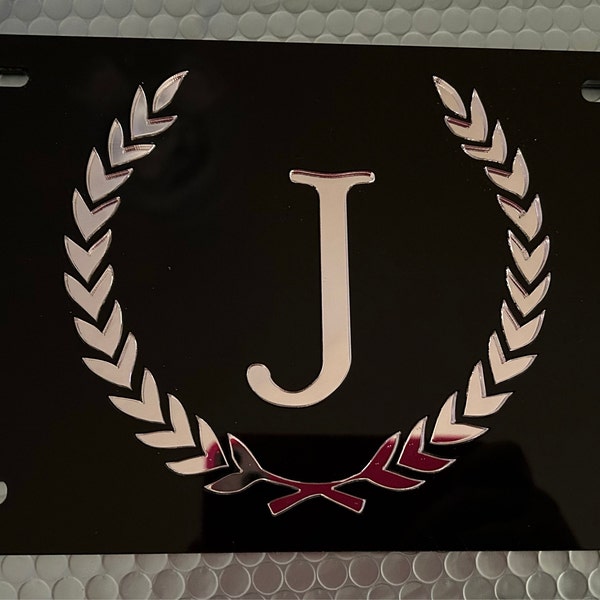 Custom Vanity Plate,car Tag, Monogrammed, Initial, Wreath, Personalized ...