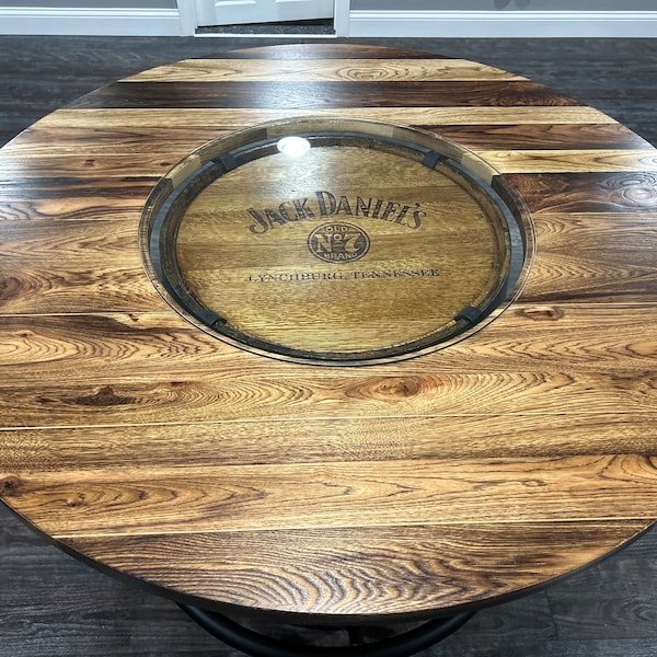 Whiskey Barrel Table Top With Glass Inlay, Mounting Brackets - Etsy