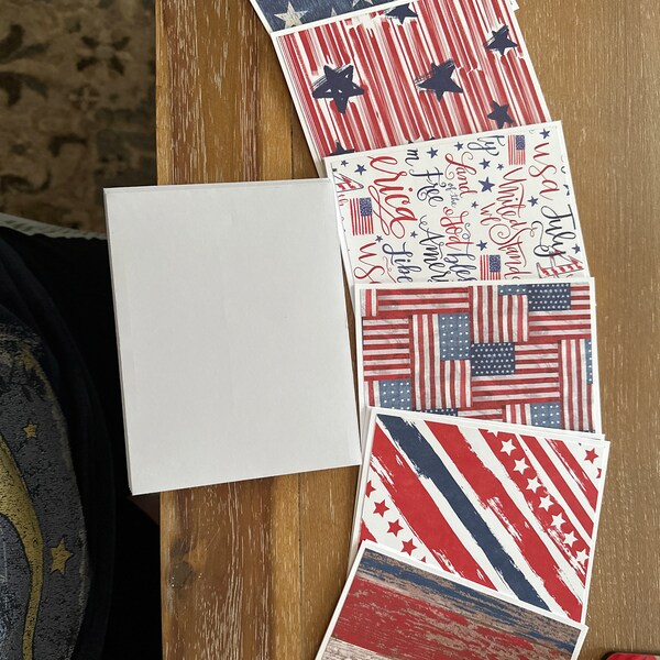 Set of 6 Stars and Stripes Patriotic Notecards With Envelopes, Stars ...