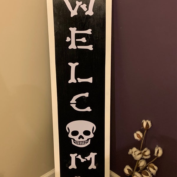 Bones and Skull Welcome Porch Sign SVG | Halloween SVG | Skull SVG ...