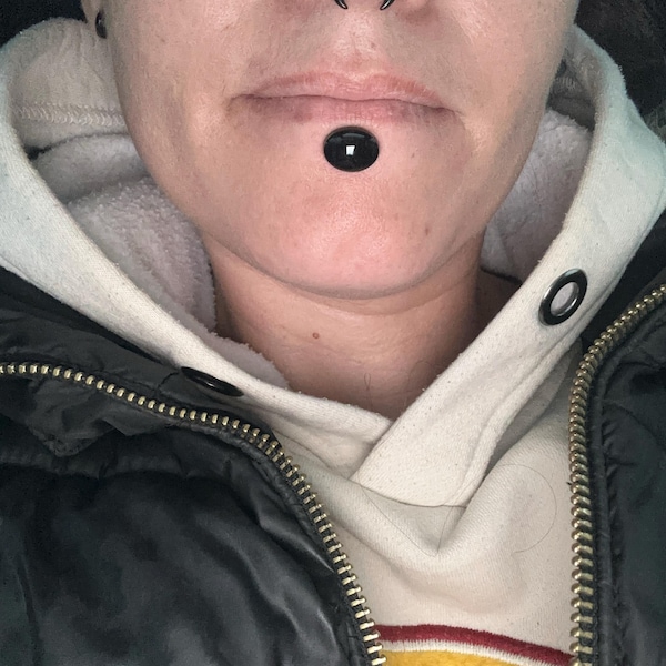 Labradorite Stone Oval Labret Plug for Stretched Lip Piercings Handmade ...