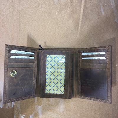 Personalized Full Grain Leather Trifold Wallet for Men RFID Blocking ...