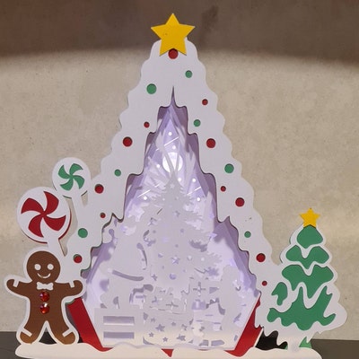 Pack 3 Gingerbread House Shadow Box SVG Light Box Candy House Christmas ...