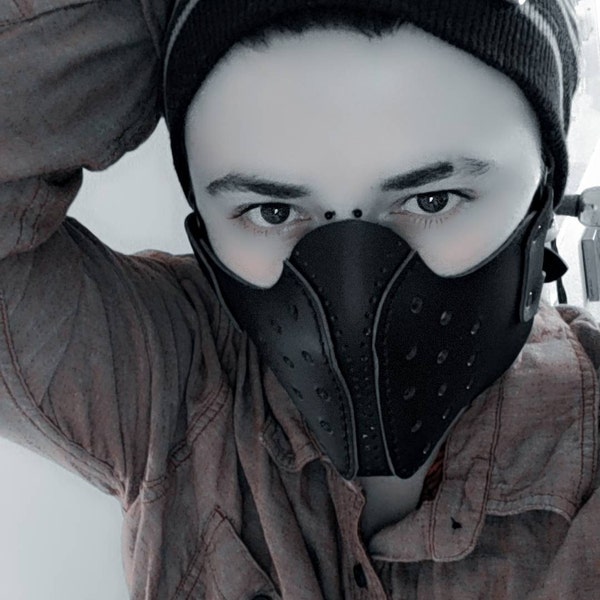 Handmade Hand Stitched Genuine Leather Steampunk Biker Face Mask, Mouth ...