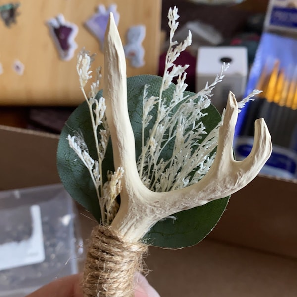 Mini Antler, 1 Faux, Handmade, 1 Small Antler, Deer, Taxidermy, White ...