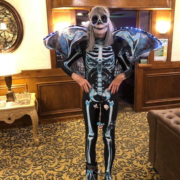 LADY MOTH Halloween Costume, Full Body Skeleton Costume, Adult Skeleton ...