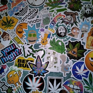 10-200 PCS Vinyl Waterproof Weed Stickers for Adults Cool - Etsy