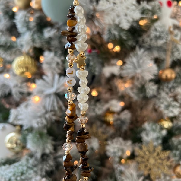 Tigers Eye Phone Strap,healing Crystal Phone Chain,pearl Beaded Phone ...