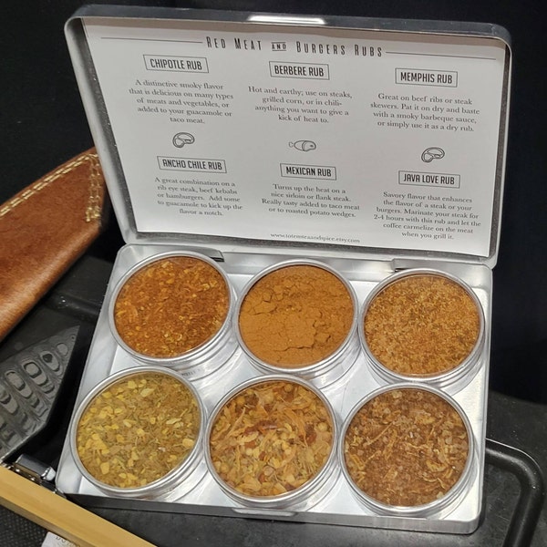 Gourmet BBQ Rub Set: Red Meat & Burger Seasoning Gift - 6 Savory Blends ...
