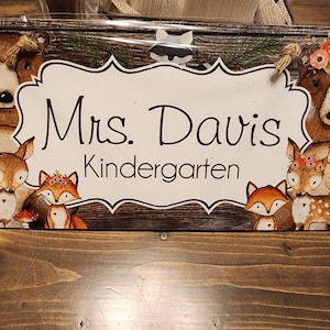 Woodland Animals Classroom Door Sign, Personalized Teacher Door Sign - Etsy