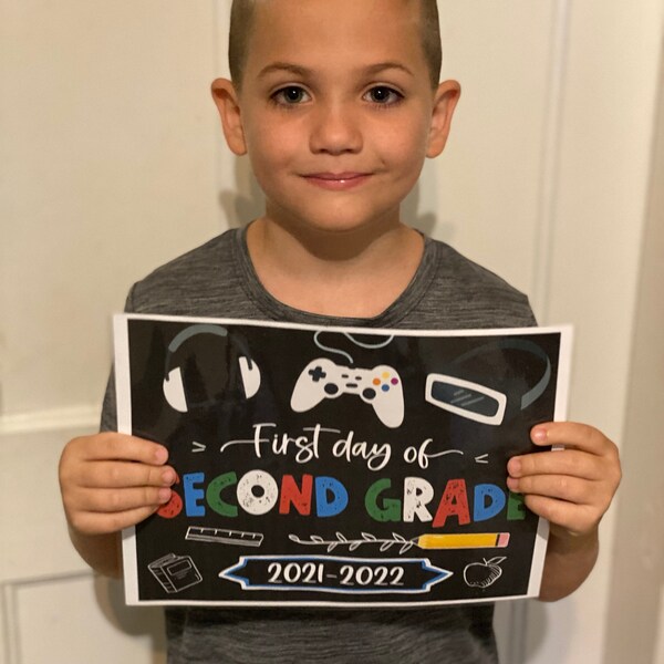 First Day of Second Grade Printable - Boy 1st Day of 2nd Grade Sign ...
