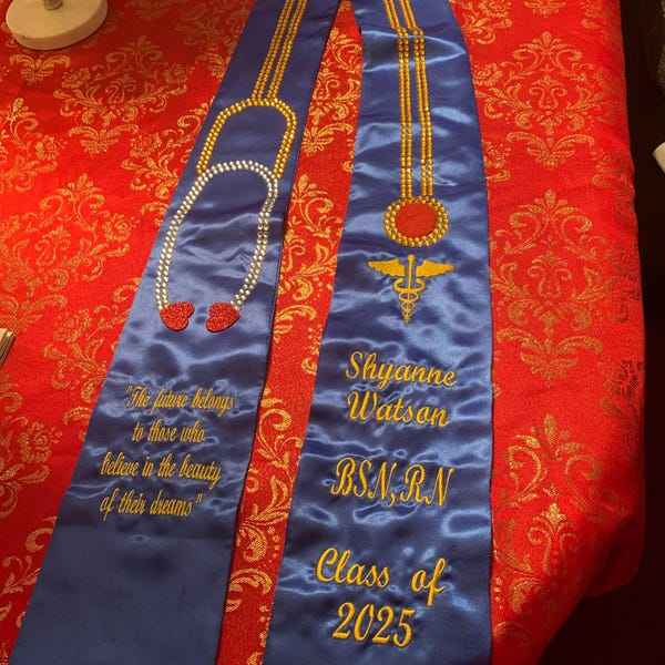 Custom Graduation Stole, Embroidery, Pointed Stole, Commencement ...