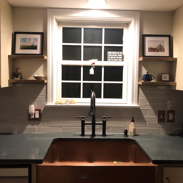 Natural Floating Shelf With LED Lights, Recessed LED Strip, Wood Shelf ...