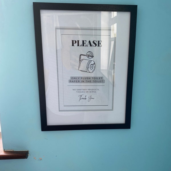 Flush Toilet Paper Only Sign, Airbnb Bathroom Printable (PDF Download ...