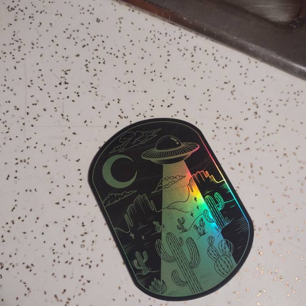 UFO Holographic Sticker - Etsy