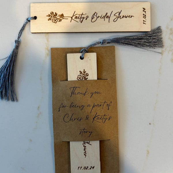 Personalized Wooden Bookmark Wedding Favor Custom Engraved Rustic ...