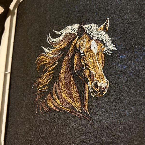 Realistic Horse Head Embroidery Design - Noble Animal for Dark Fabric ...