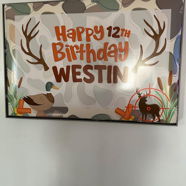 Hunting Birthday Banner, Camo Birthday Banner, Deer, Duck Hunting ...