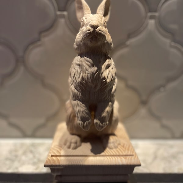 Rabbit Wooden Finial for Staircase Newel Post, Rabbit Finial Bed Post ...