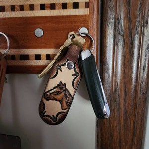 Western Cowboy Leather Key Fob / Keychain - Etsy