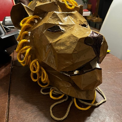Masks of the Lion and Lioness, Low Poly, Paper Craft Mask, Pdf Template ...