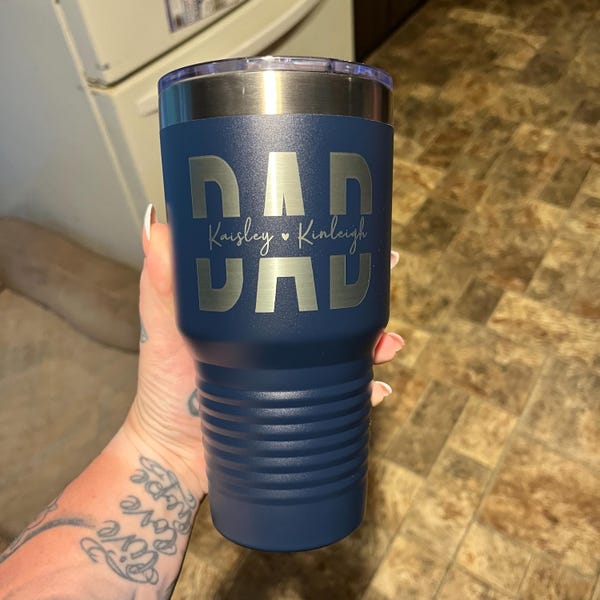 Dad Tumbler With Kids Names, Personalized Dad Cup, Daddy Tumbler, Dad ...