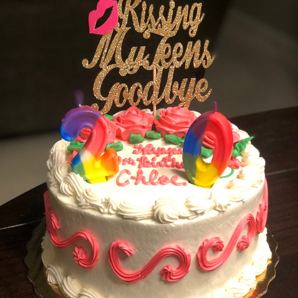 Glitter "kissing My Teens Goodbye" Topper 20 Cake Topper, Big 20 , 20th ...
