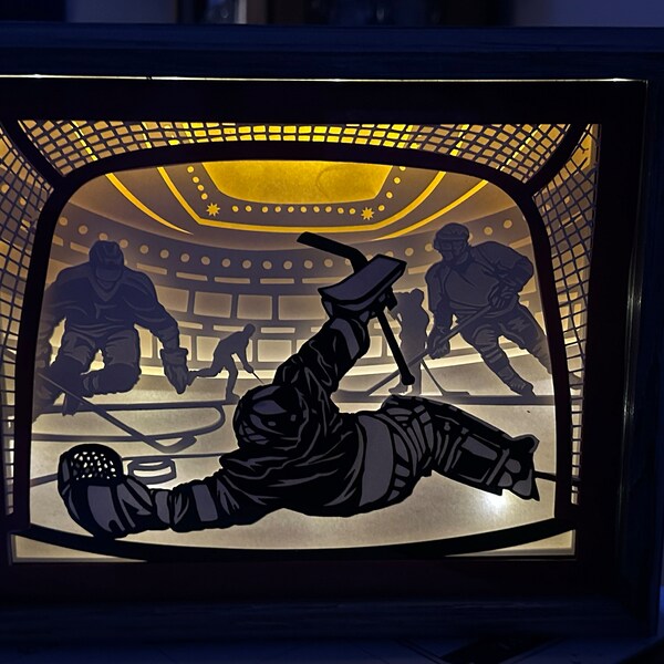 Hockey Paper Cut Light Box, Shadow Box,3d Layered, Svg, Silhouette ...