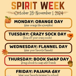 Editable Halloween Spirit Week Flyer Canva Template, School Spirit ...