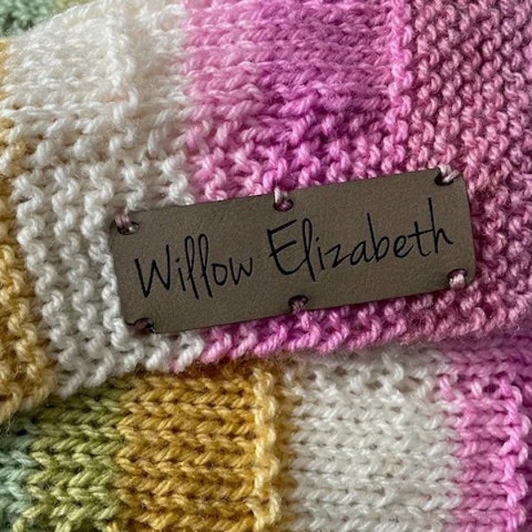 Large Personalized Leather Blanket Tag: Custom Knitting & Crochet ...